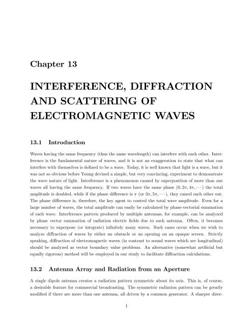 Chapter 13 Scattering of Electromagnetic Waves
