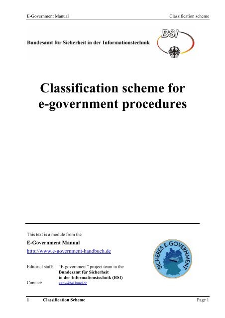Classification scheme for e-government procedures (PDF)