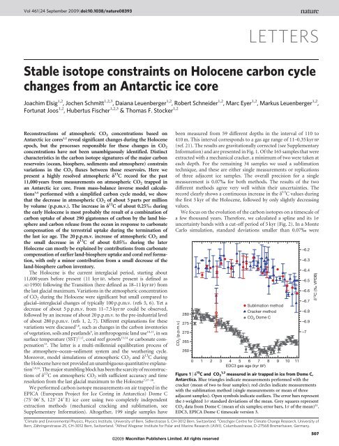 Stable isotope constraints on Holocene carbon cycle changes from ...