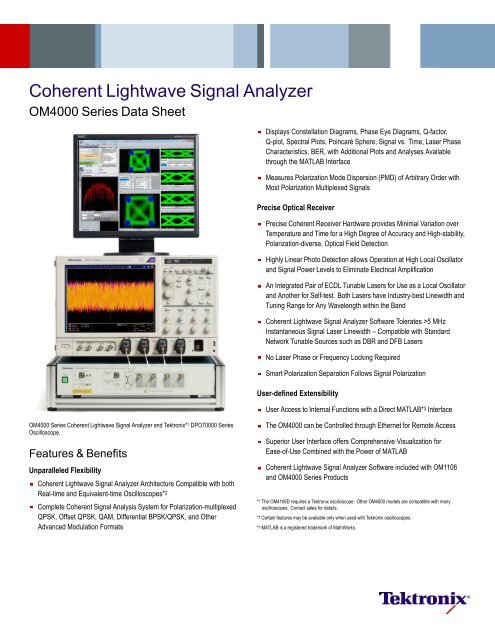 Coherent Lightwave Signal Analyzer - OM4000 Series - Tektronix
