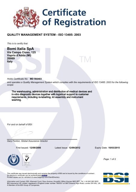 BSI Certificate - Bomi Group
