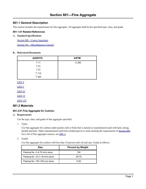Section 801 Fine Aggregate