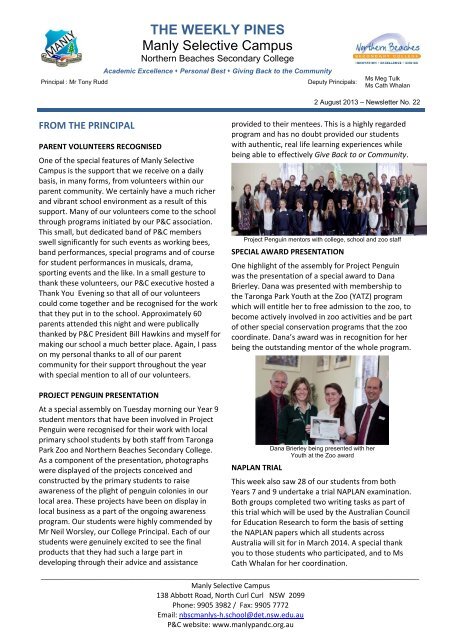 Newsletter No 22 - Manly Selective Campus