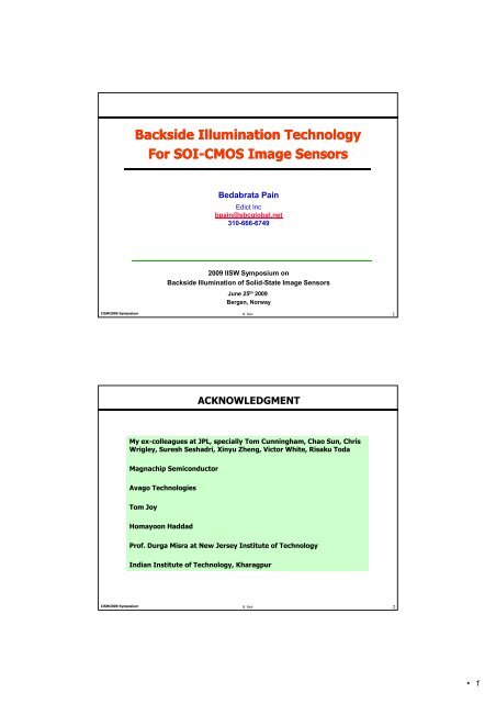 Backside Illumination Technology For SOI-CMOS Image ... - IISW