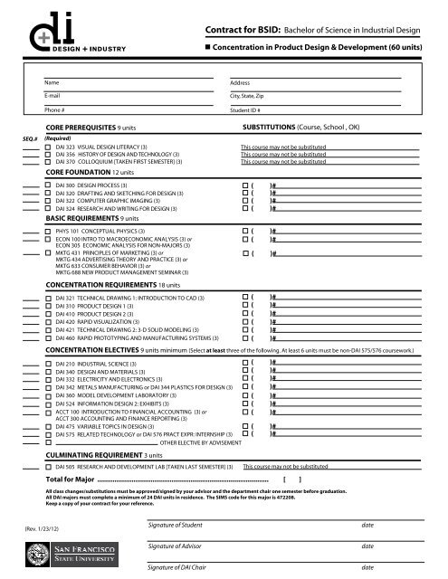 Contract for BSID - Department of Design and Industry
