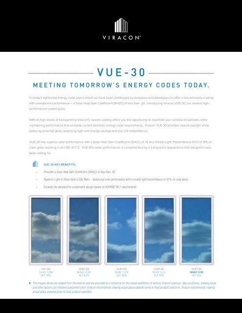 Viracon Introduces Vue30 A Lowemissivity Coating