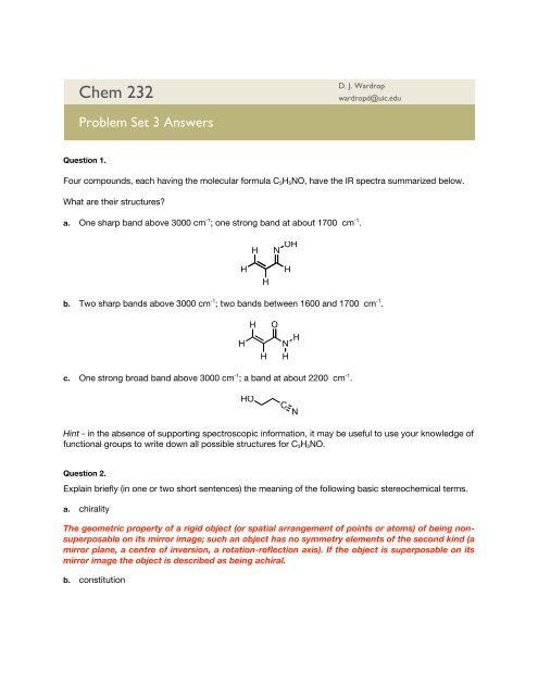 Chem 232 Problem Set 3 Key