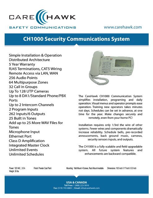 CH1000 Security Communications System - RING Communications ...