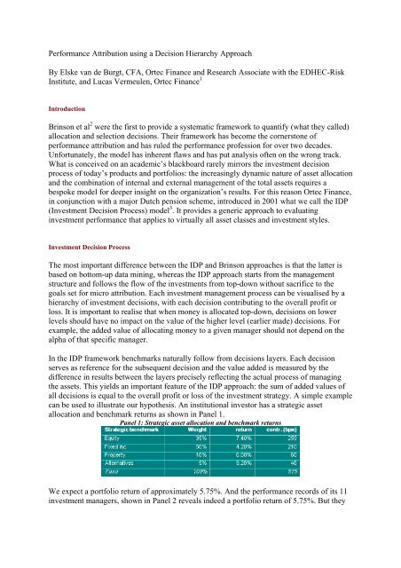 Performance Attribution using a Decision Hierarchy Approach By ...