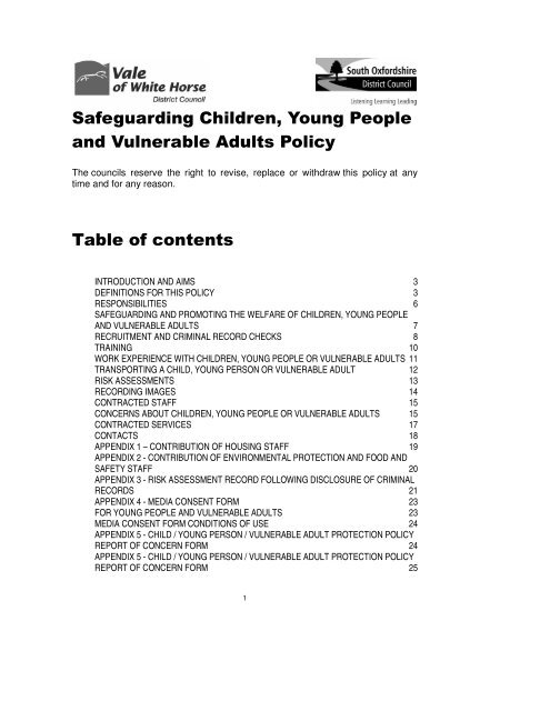 Safeguarding Children, Young People and Vulnerable Adults Policy ...