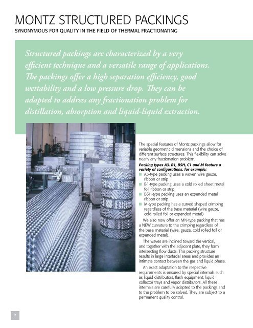 MONTZ STRUCTURED PACKINGS