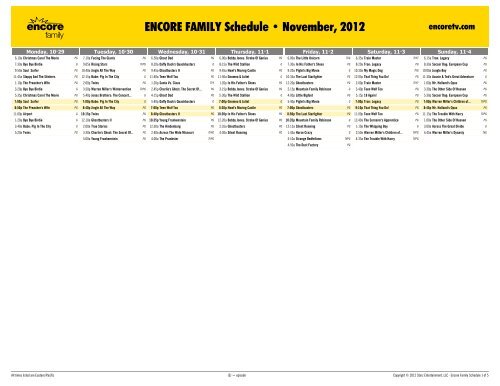 Encore Tv Network Schedule : Starz Encore Family Live TV Schedule ...