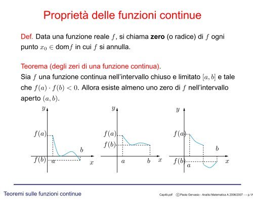 ProprietÃ delle funzioni continue - Matematica