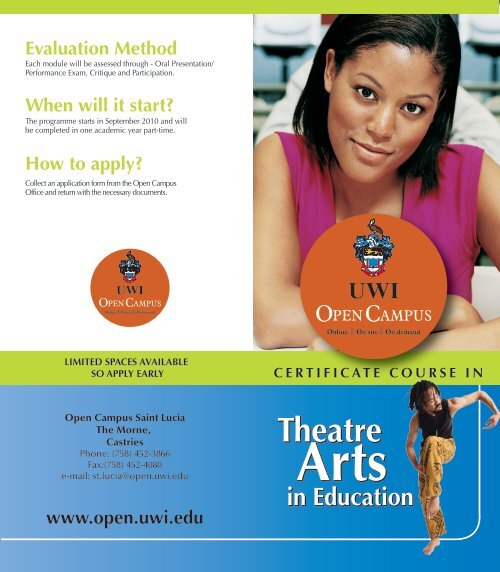 Arts Education Brochure - Open Campus - Uwi.edu