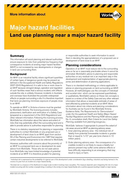 Major hazard facilities - WorkSafe Victoria