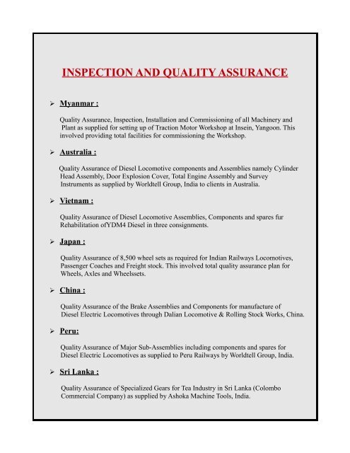 INSPECTION AND QUALITY ASSURANCE - Infrastructure Engineers