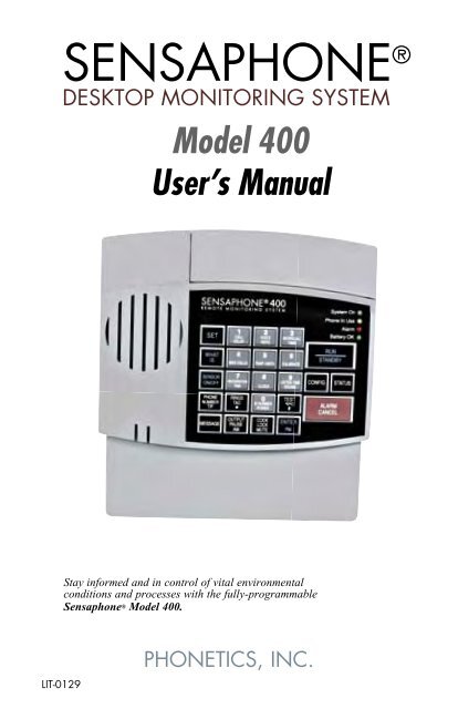 Sensaphone 400 Manual - Absolute Automation Knowledgebase