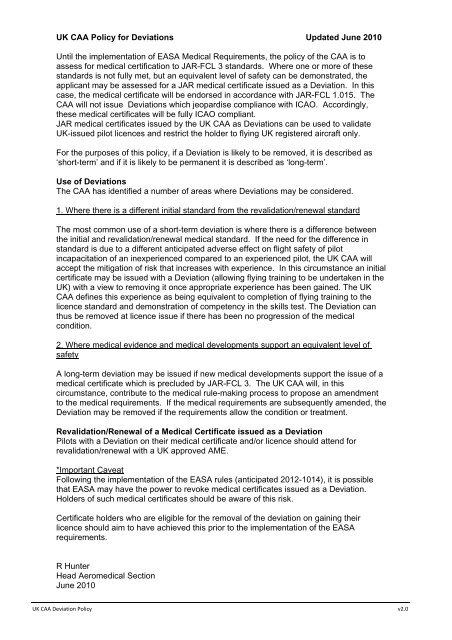 CAA Standard Letter - Civil Aviation Authority