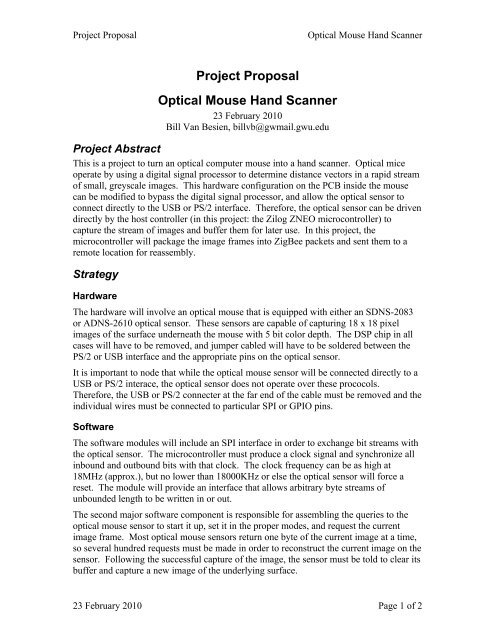 Project Proposal Optical Mouse Hand Scanner - Atomic Rhubarb