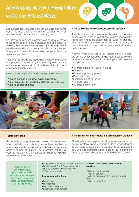 Triptico actividades para Centros