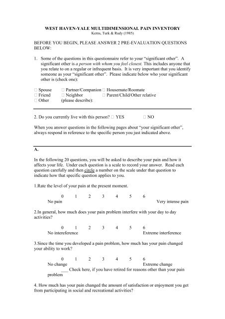 West Haven-Yale Multidimensional Pain Inventory (WHYMPI)