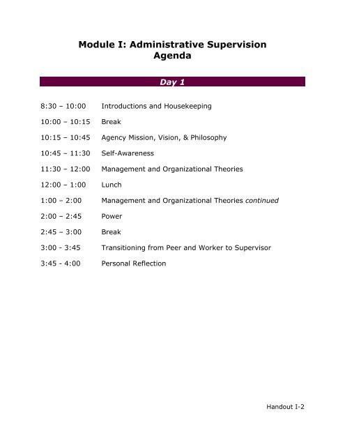 Download Training Agendas, Learning Objectives, & Competencies