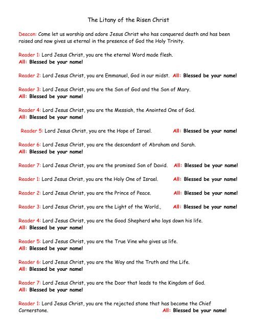 The Litany of the Risen Christ - Ecumenical Catholic Communion