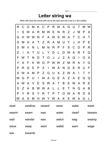 Letter string wa - Primary Resources