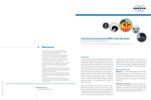 Functional Connectivity MRI of the Rat Brain References - Bruker