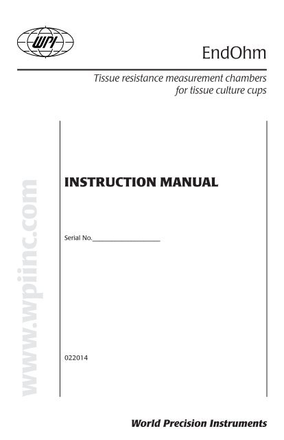 Endohm Instruction Manual - World Precision Instruments