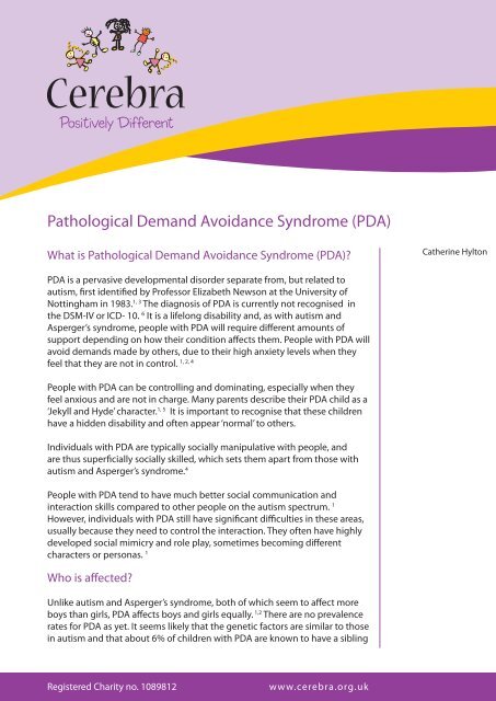 Pathological Demand Avoidance Syndrome (PDA) - Cerebra