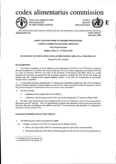 codex alimentarius commission - CONAL