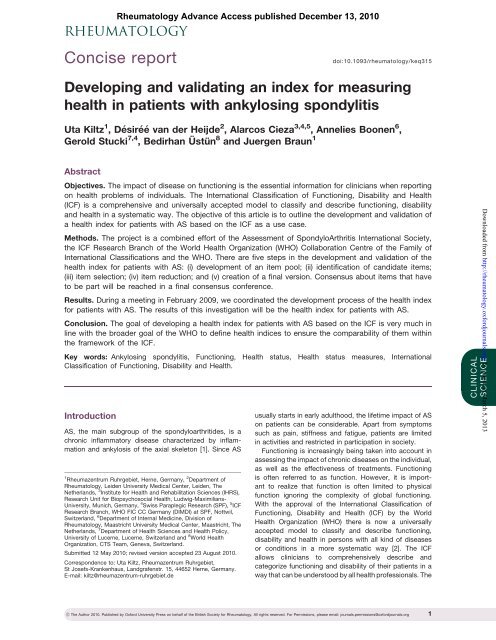 Concise report - Rheumatology