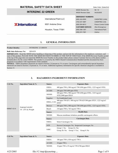 QHA028 Material Safety Data Sheet (MSDS) - Surfaceworx