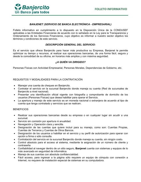 FOLLETO INFORMATIVO - Banjercito