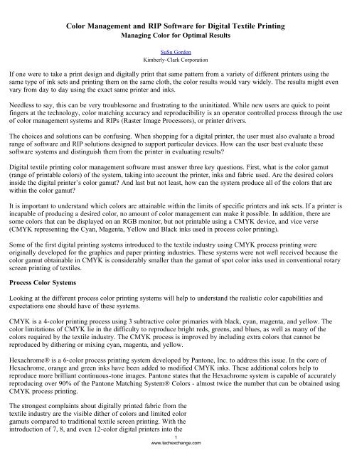 Color Management and RIP Software for Digital Textile Printing