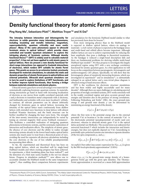 Density functional theory for atomic Fermi gases