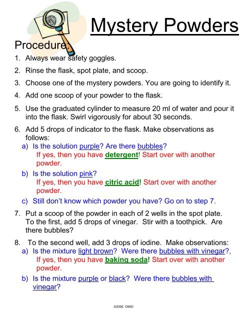 Mystery Powders - OMSI