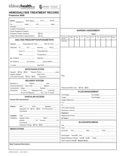 Printable Dialysis Communication Form - Printable Forms Free Online