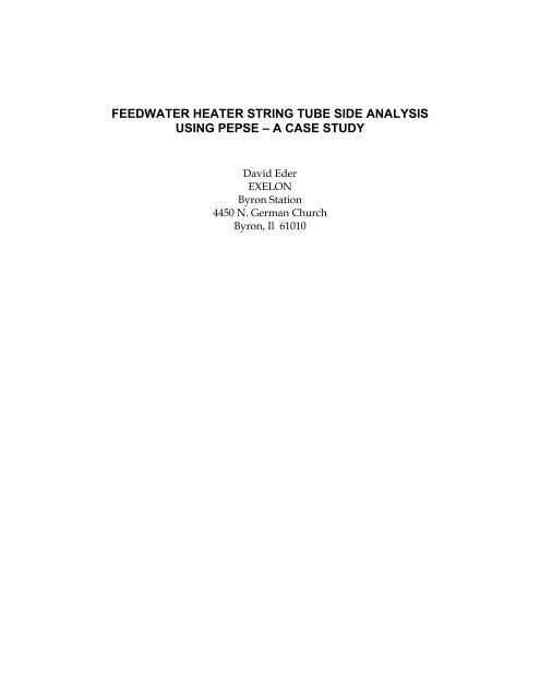 feedwater heater string tube side analysis using pepse â a ... - FAMOS