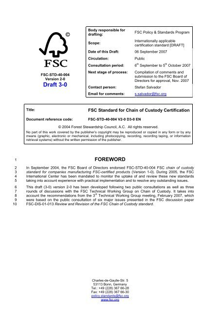 FSC-STD-40-004 V2-0 D3-0 EN_CoC Certification_DRAFT - NEPCon