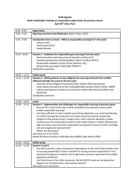agenda for the meeting - IDEX Online