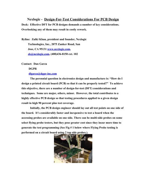 Nexlogic - Design-For-Test Considerations For PCB Design