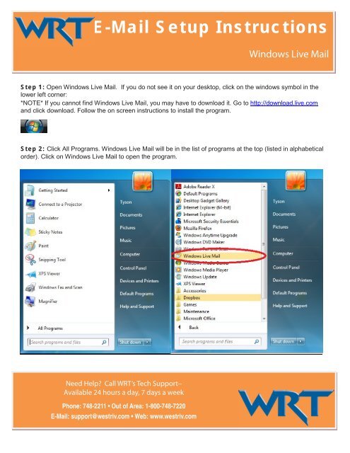 E-Mail Setup Instructions