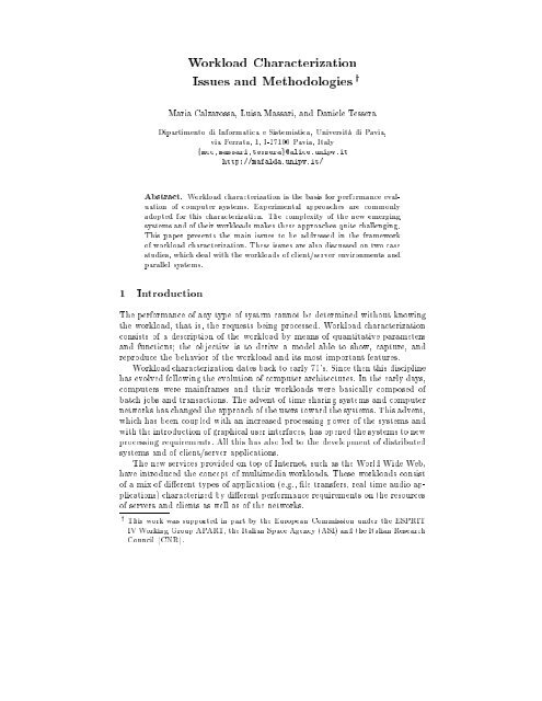 Workload Characterization Issues And Methodologiesy