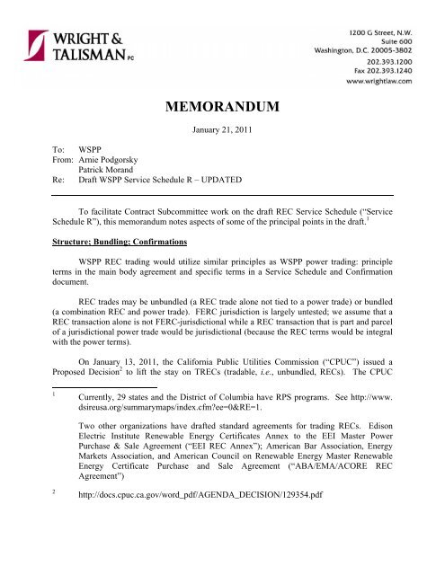 Memo re REC Process - WSPP