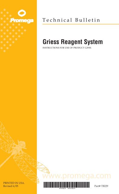 Griess Reagent System Technical Bulletin TB229