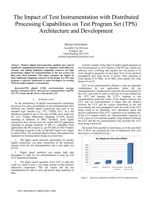 The Impact of Test Instrumentation with Distributed ... - Teradyne