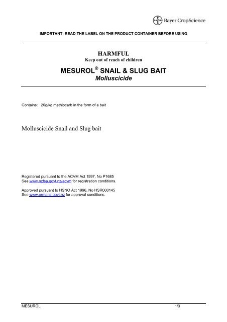 MESUROL SNAIL & SLUG BAIT - Agtech.com.au