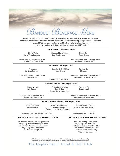 Banquet Menu - Naples Beach Hotel & Golf Club